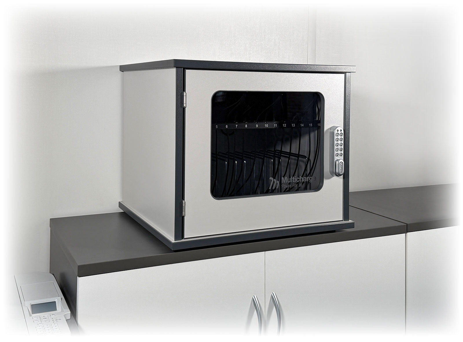Charging Cabinet for Multiple Tablets & Phones, USB-A Grey