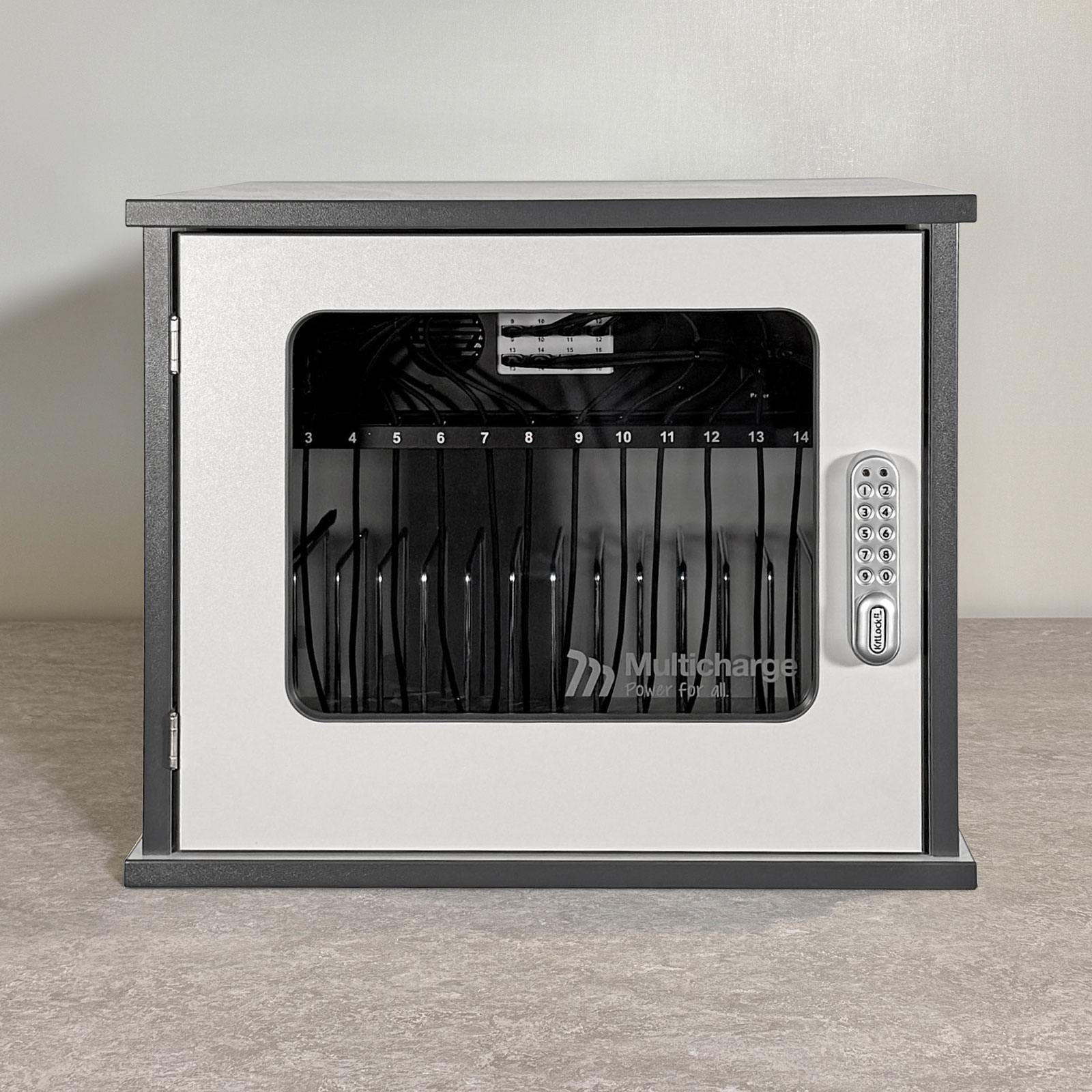 Charging Cabinet for Multiple Tablets & Phones, USB-A Grey